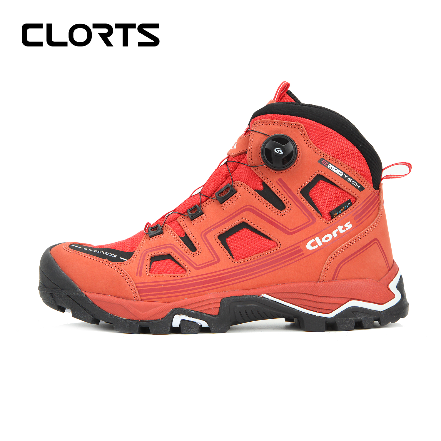 Clorts CHALLENGES ARE EVERYWHERE 洛弛红专业户外鞋。